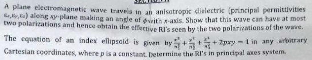 Solved A plane electromagnetic wave travels in an | Chegg.com