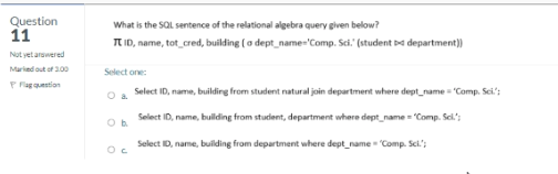 Solved Question 11 What is the SQL sentence of the | Chegg.com