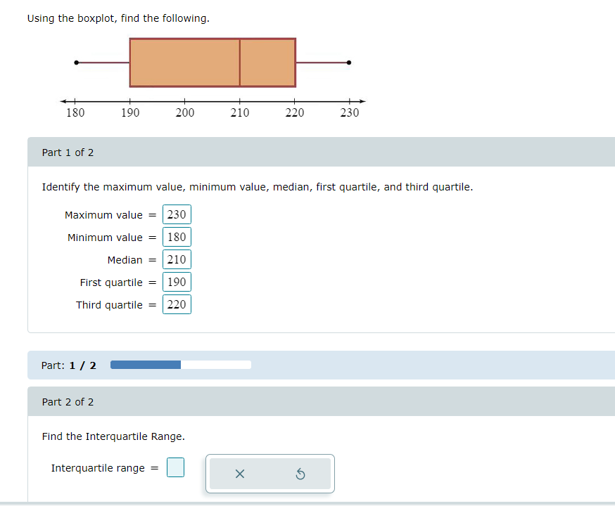 Solved Using The Boxplot Find The Following Part 1 Of 2 