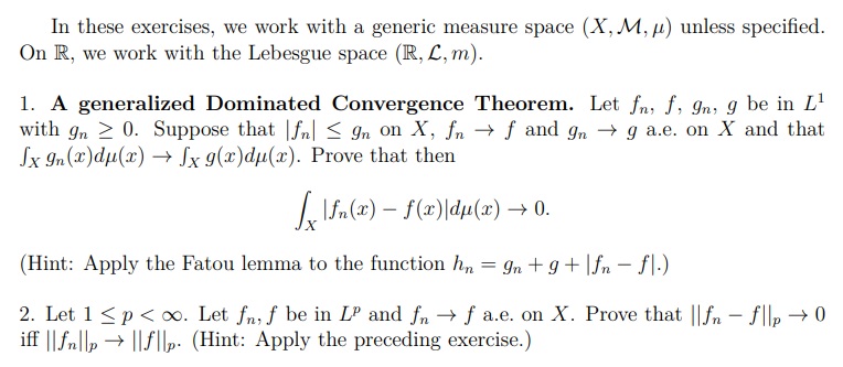 Solved REAL ANALYSIS - Lp SPACES (Solve the second question | Chegg.com