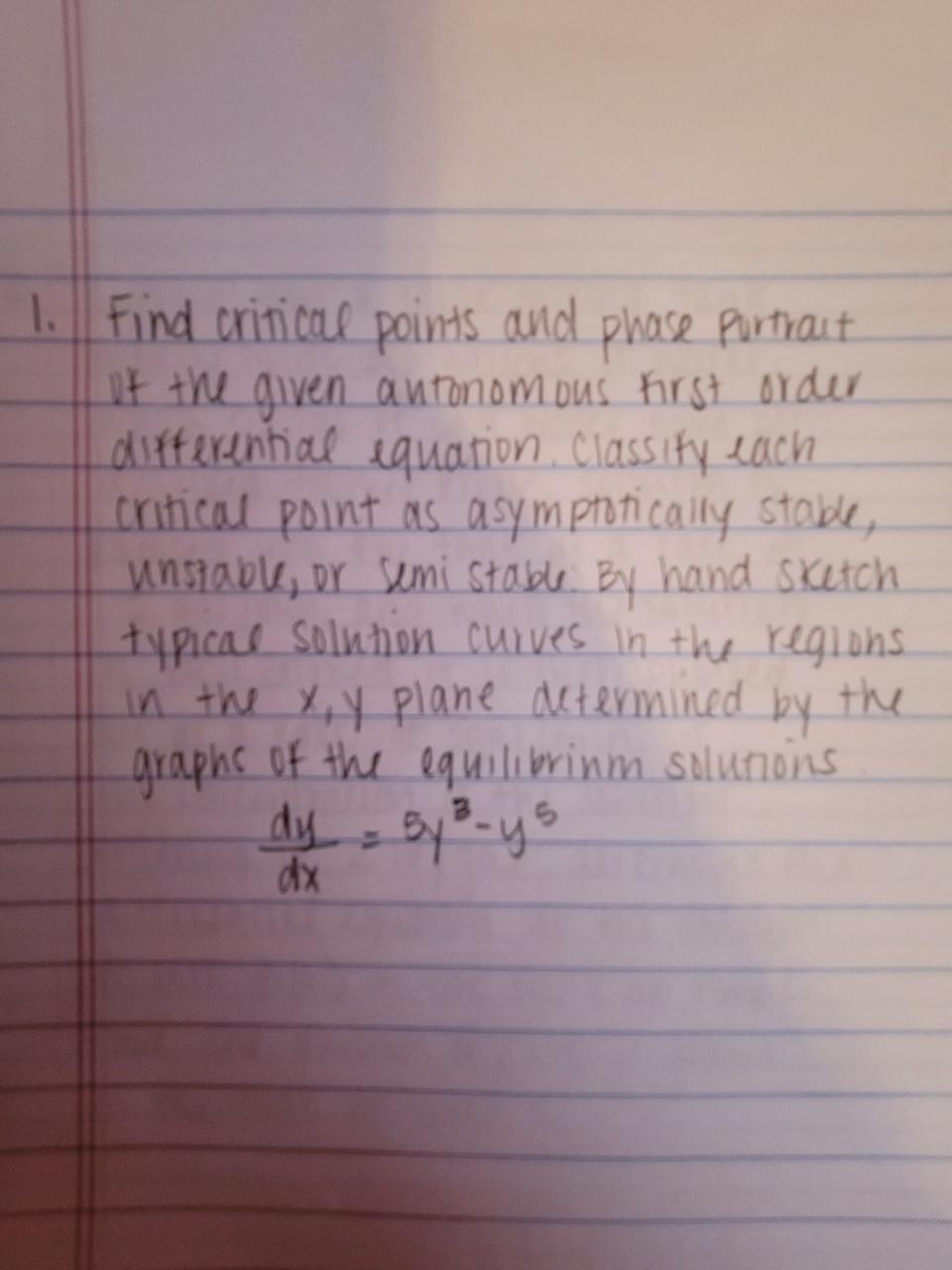 Solved 1. Find critical points and phase portrait. of the | Chegg.com