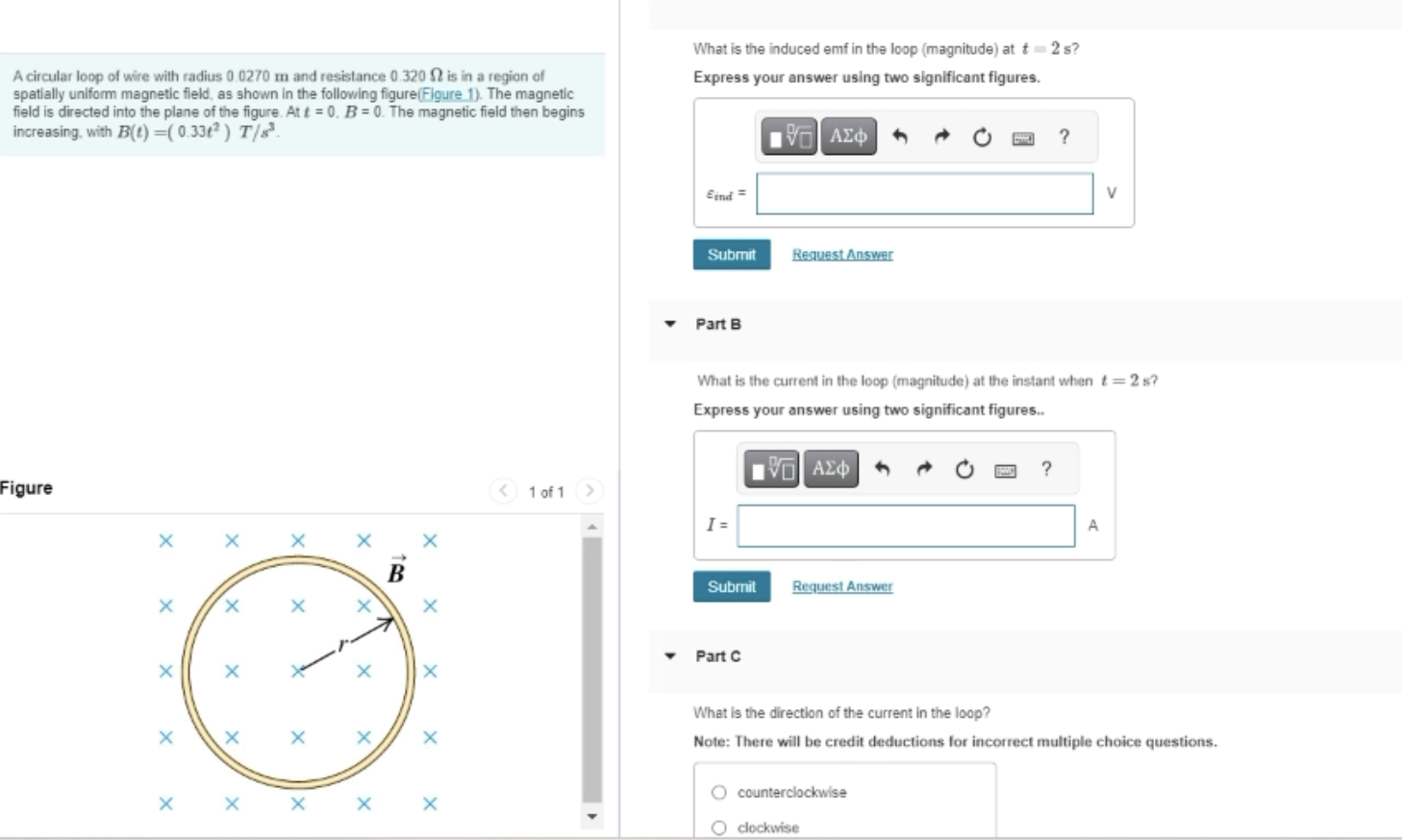 Solved What is the induced emf in the loop (magnitude) at | Chegg.com