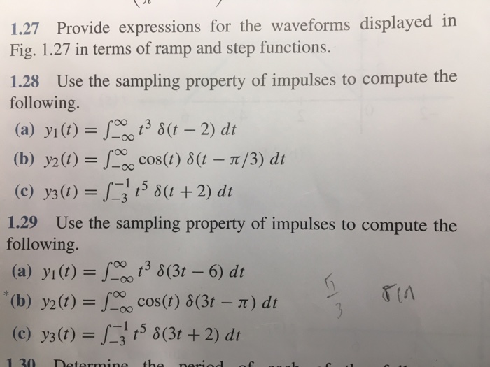 Solved 1.27 Provide expressions for the waveforms displayed | Chegg.com