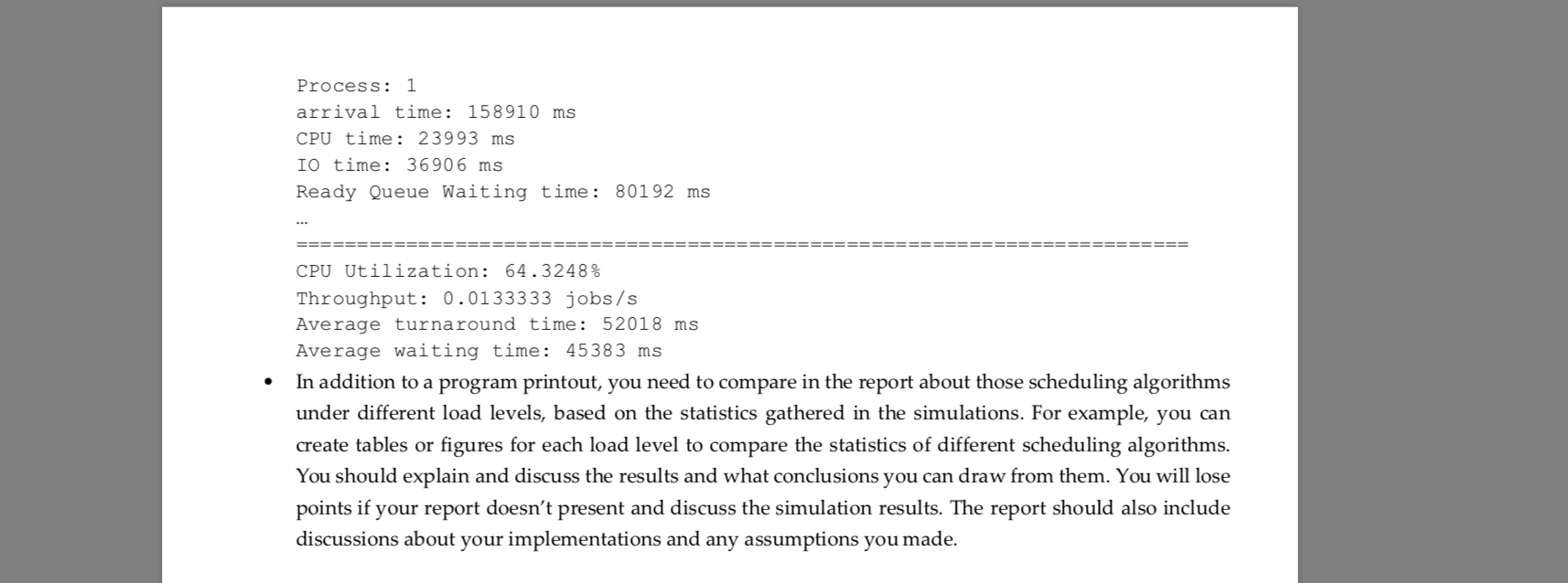 CS433 Programming Assignment 3 CPU Scheduling DES | Chegg.com