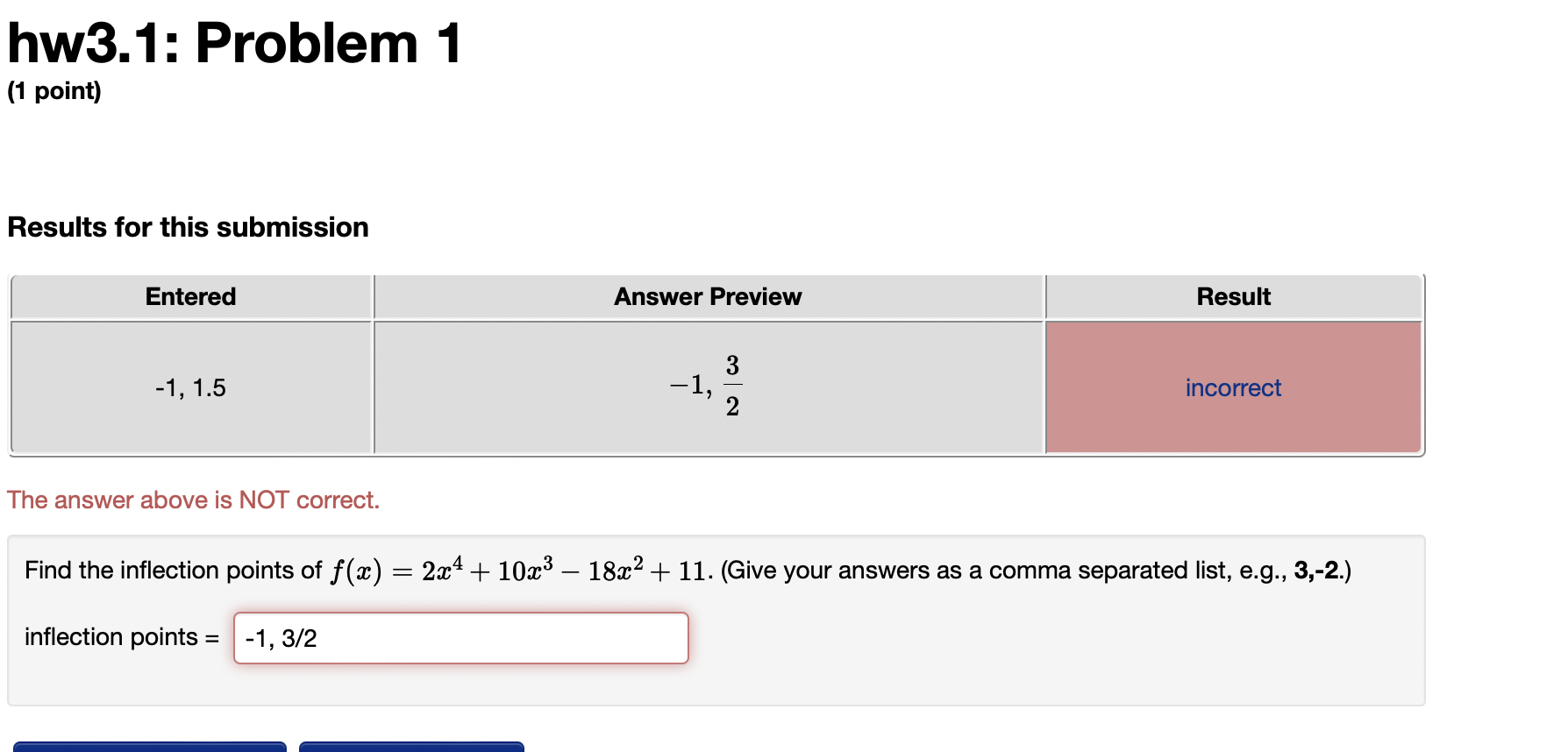 Solved hw3.1: Problem 1 (1 point) Results for this | Chegg.com