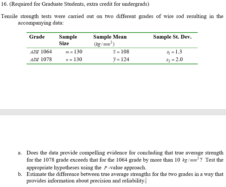 Solved 16. (Required for Graduate Students, extra credit for | Chegg.com