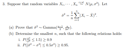 3. Suppose that random variables X1,⋯,Xn∼ i.i.d. | Chegg.com