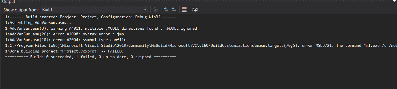 Writen the code in MASM and need help fixing it ( I | Chegg.com