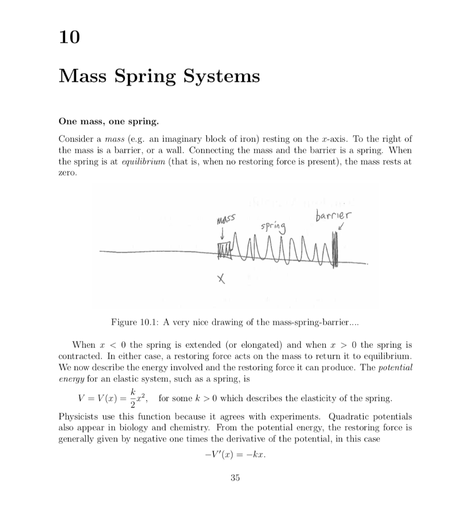 Solved 10. MASS SPRING SYSTEMS The equation that describes | Chegg.com