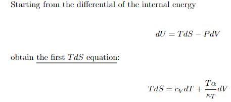 Solved Starting from the differential of the internal energy | Chegg.com