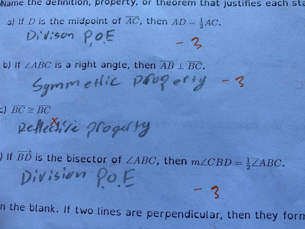 Solved a) If D is the midpoint of AC, then AD−21AC. Divison | Chegg.com