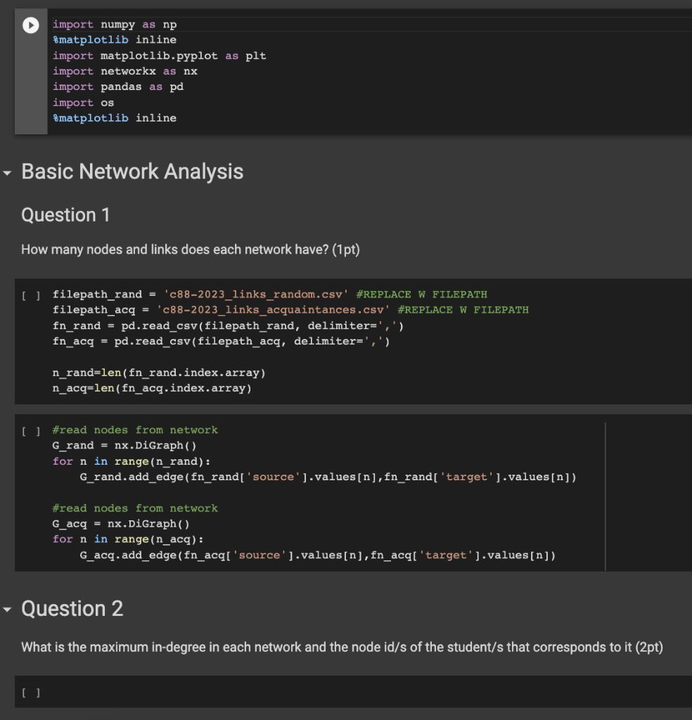 Solved Basic Network Analysis Work with the largest | Chegg.com