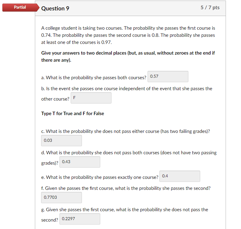 Solved A college student is taking two courses. The | Chegg.com