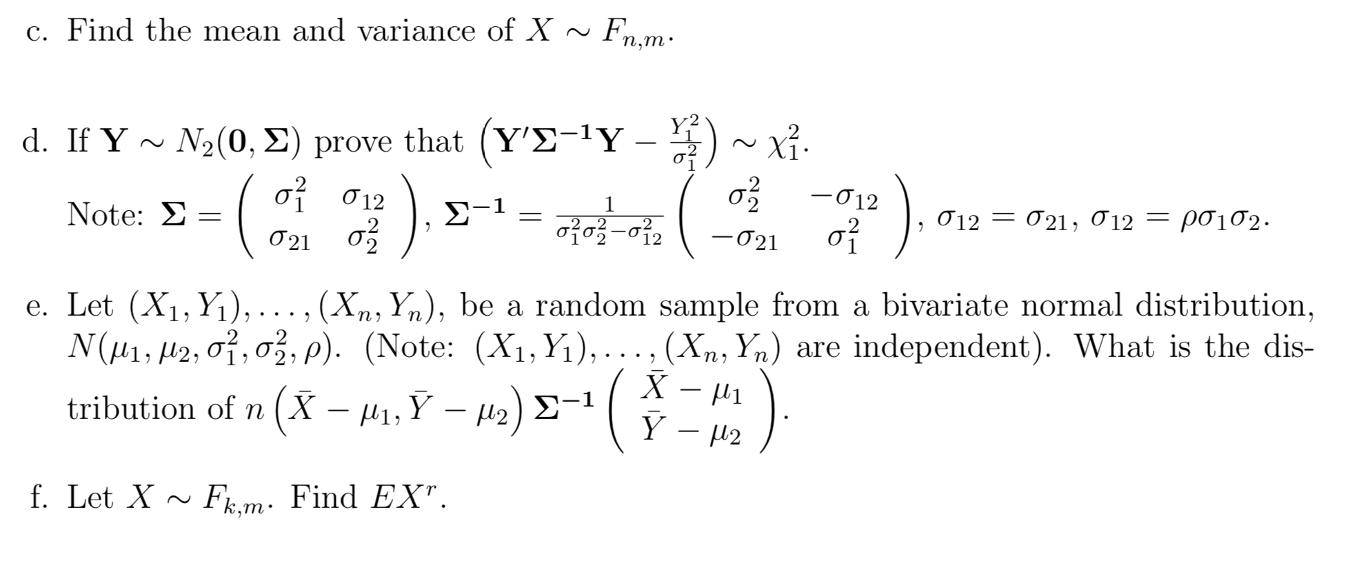Solved c. Find the mean and variance of X ~ Fnm. 02 -012) | Chegg.com