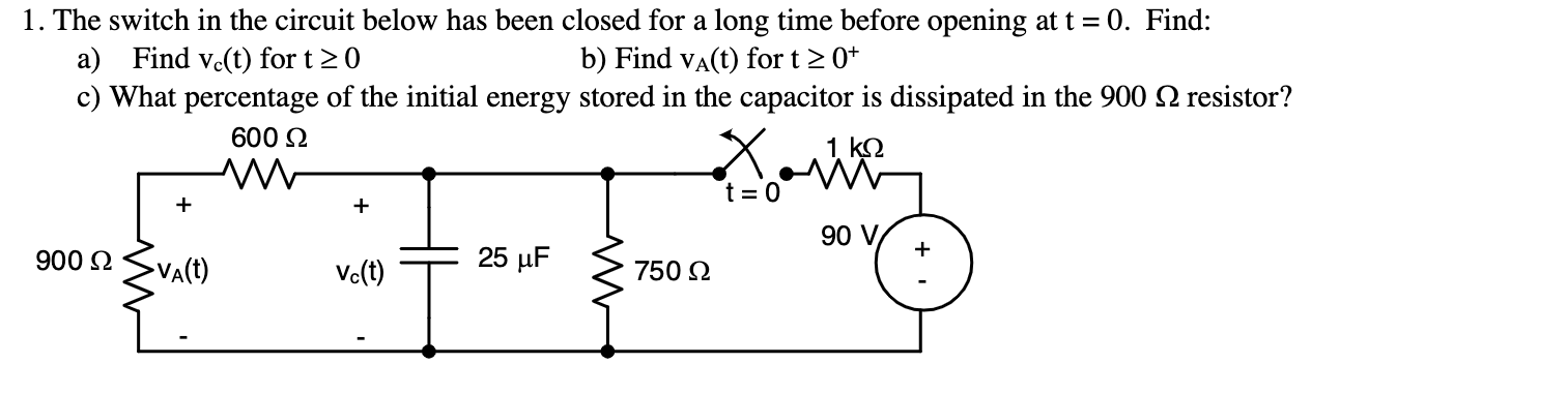 Solved 1 The Switch In The Circuit Below Has Been Clos