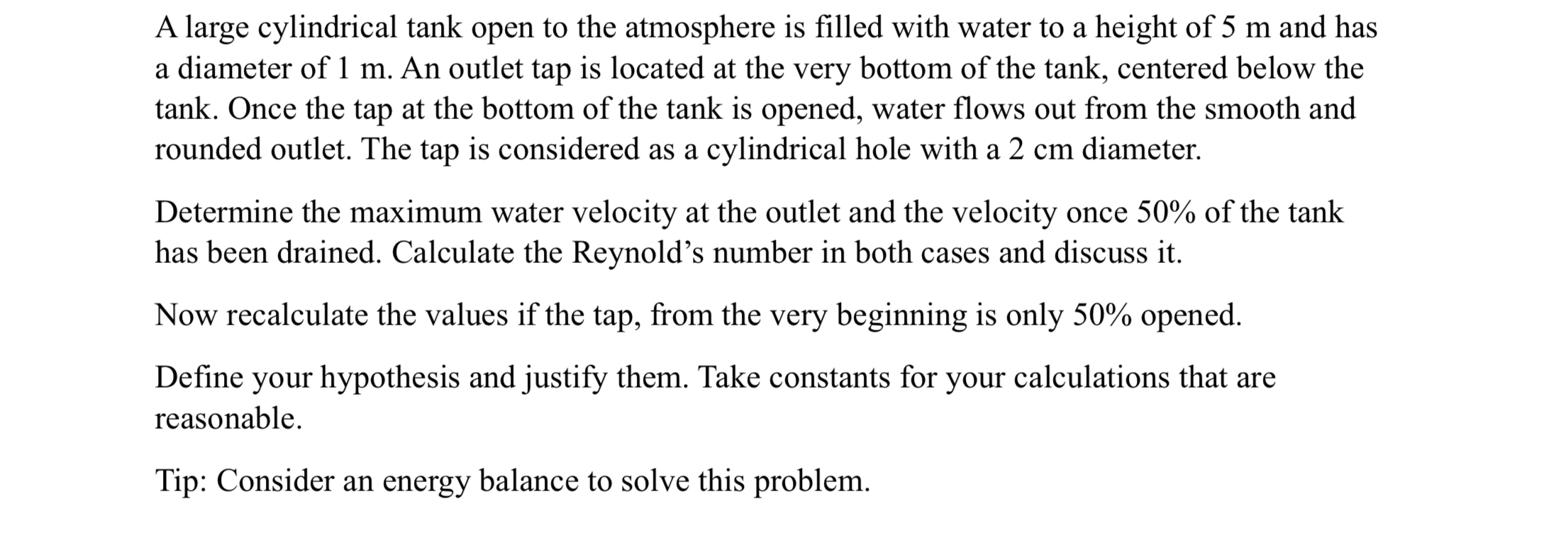 Solved A large cylindrical tank open to the atmosphere is | Chegg.com