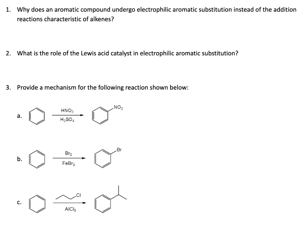Solved 1. Why does an aromatic compound undergo | Chegg.com