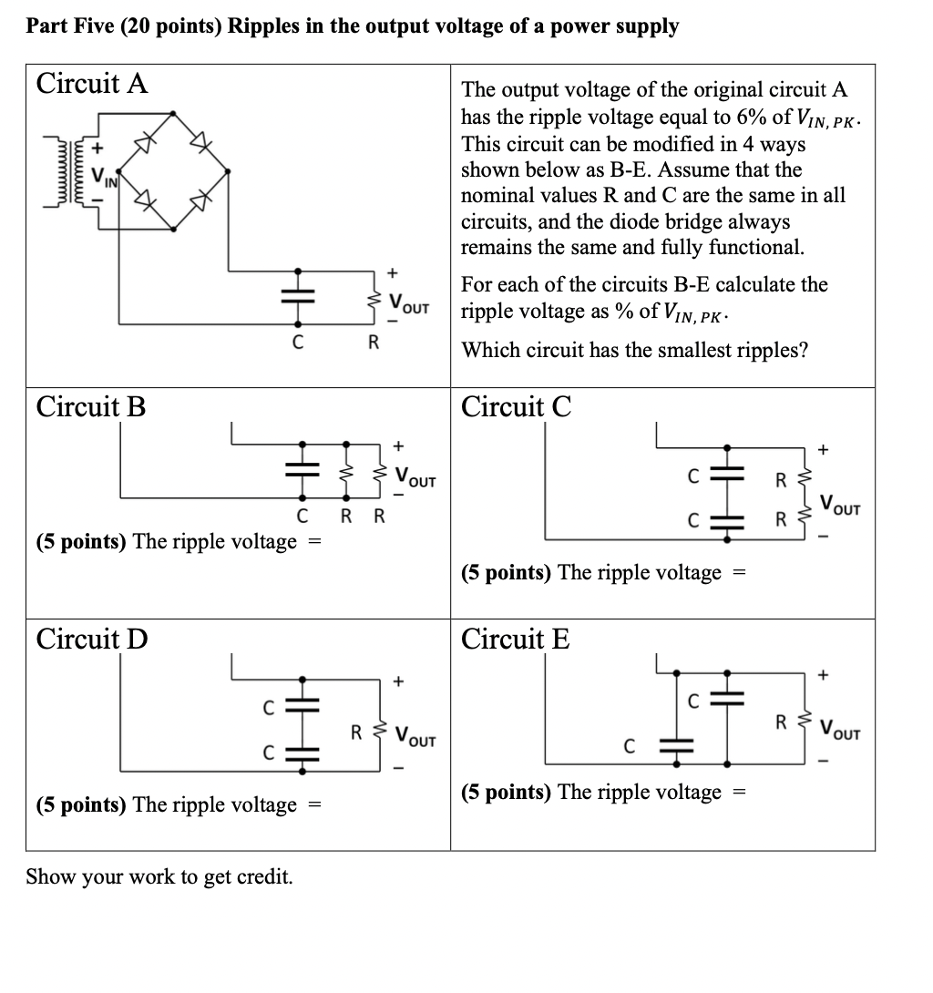 Solved Part Five (20 points) Ripples in the output voltage | Chegg.com