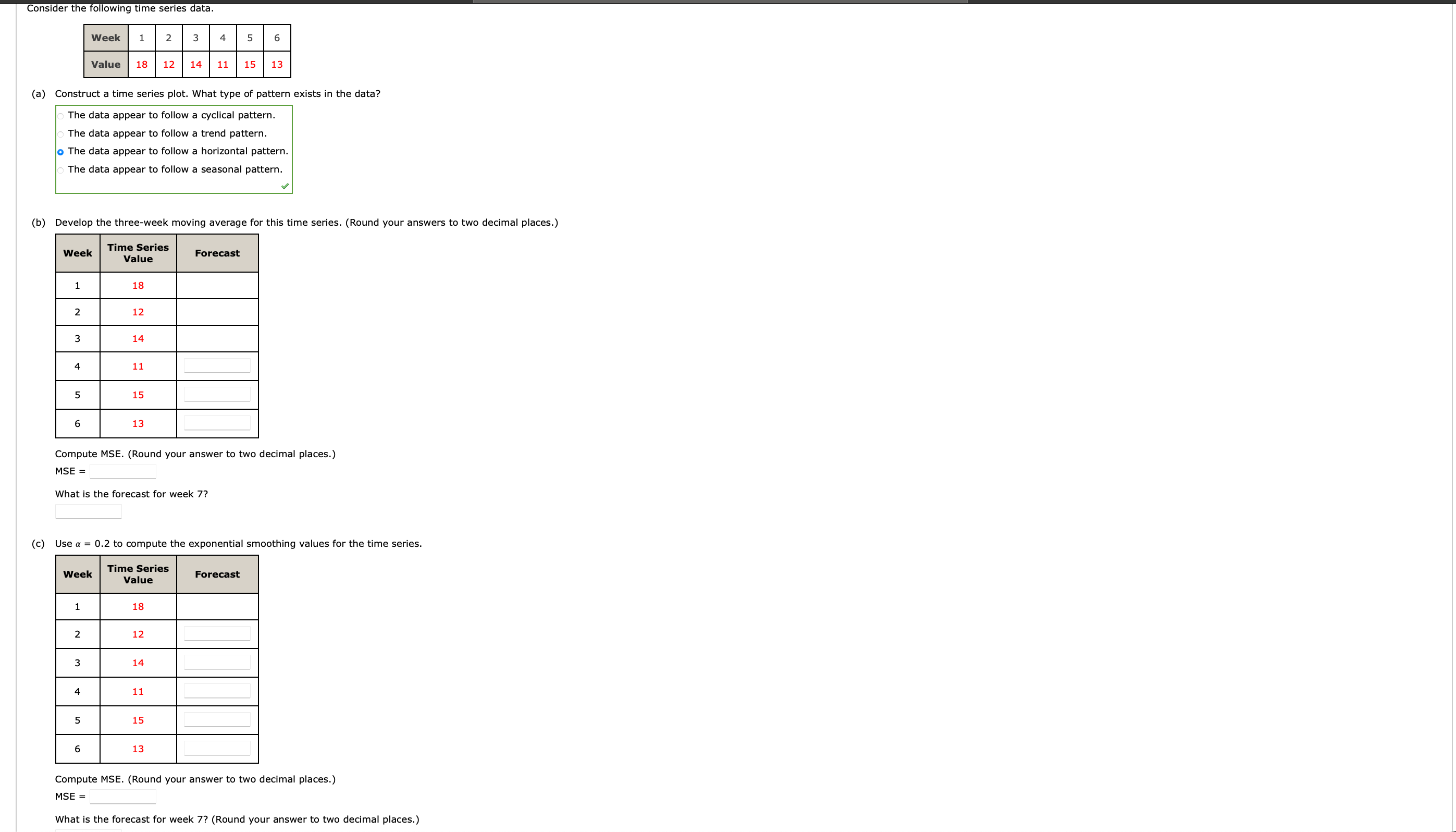 Solved (a) Construct a time series plot. What type of | Chegg.com