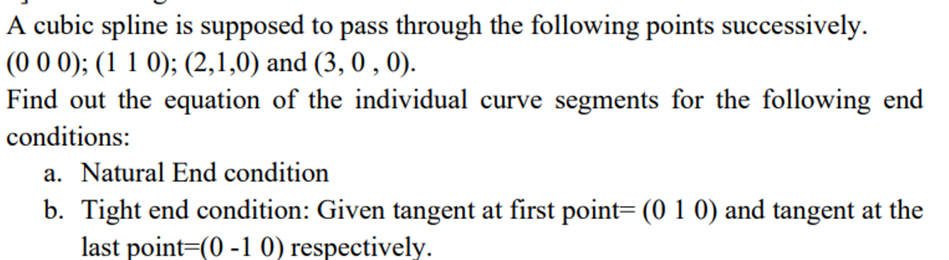 Solved A cubic spline is supposed to pass through the | Chegg.com