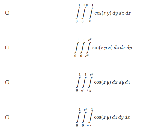 Solved Which of the following triple integrals is definite | Chegg.com