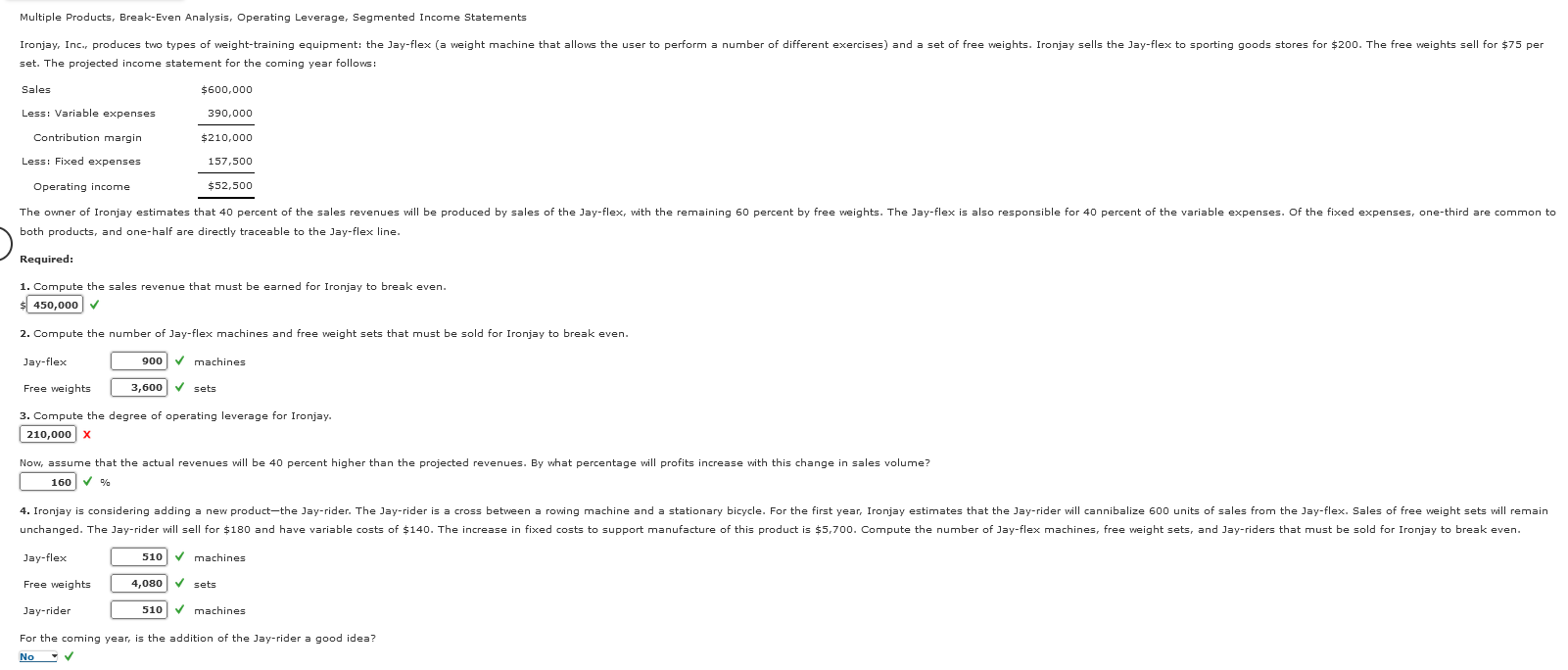 Solved Multiple Products, Break-Even Analysis, Operating | Chegg.com