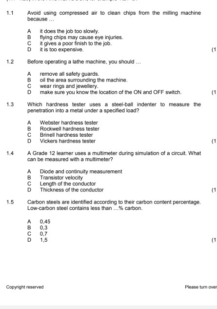 Solved 1.1 Avoid using compressed air to clean chips from | Chegg.com