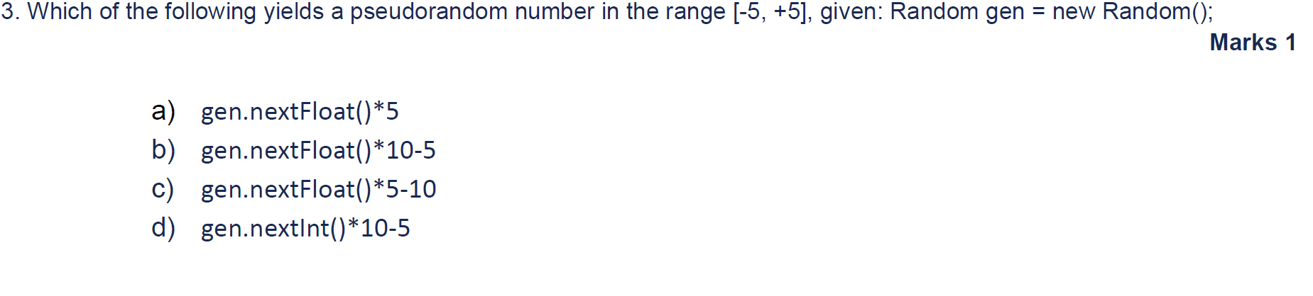 Solved Which of the following yields a pseudorandom number | Chegg.com