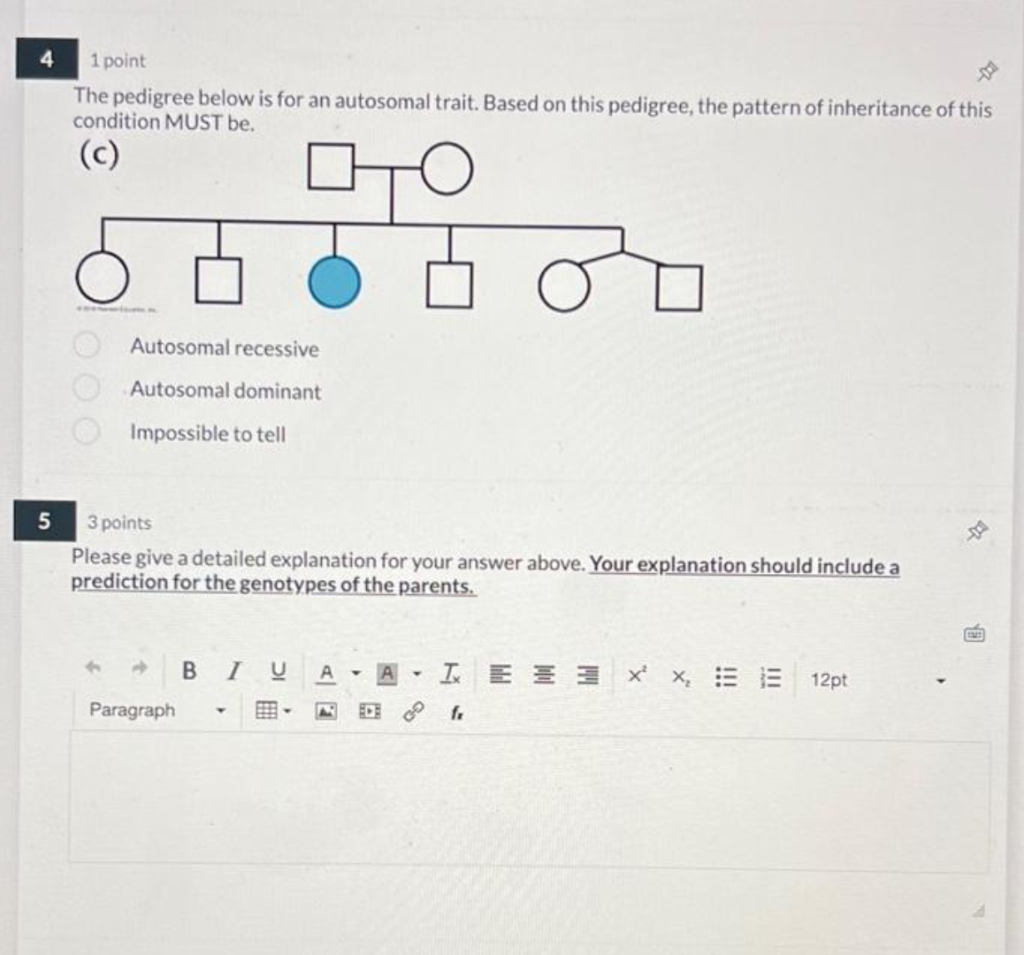 Solved The pedigree below is for an autosomal trait. Based | Chegg.com