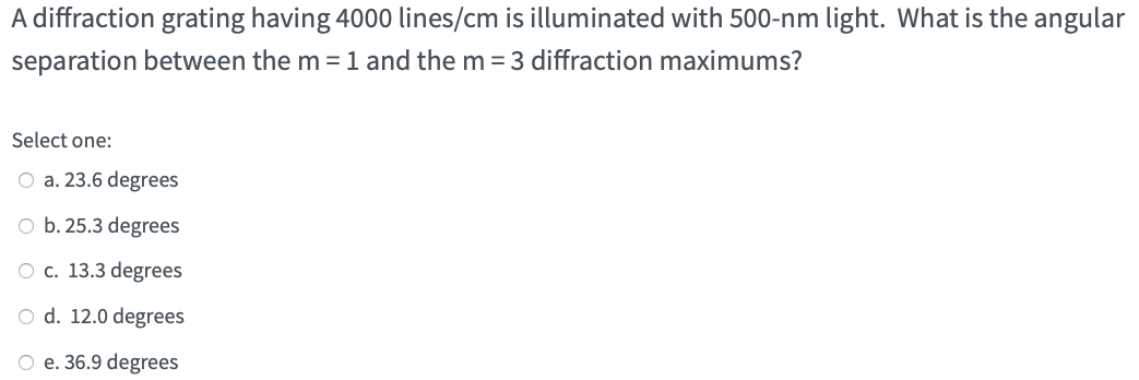 Solved A Diffraction Grating Having 4000 Lines Cm Is