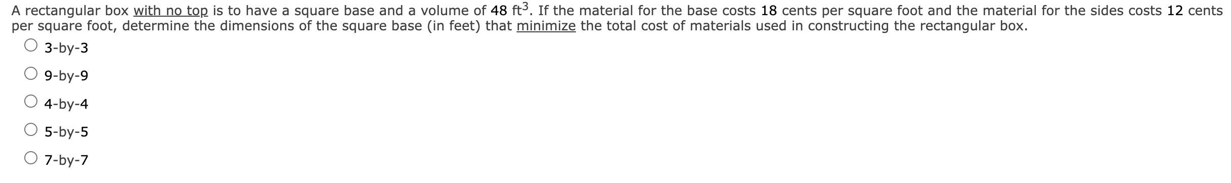 Solved A rectangular box with no top is to have a square | Chegg.com
