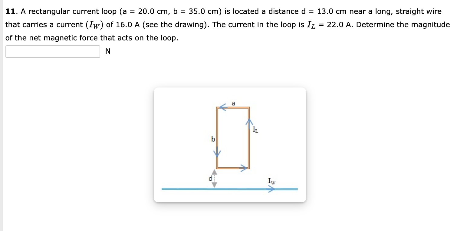 Solved A rectangular current loop (a=20.0cm,b=35.0cm) ﻿is | Chegg.com