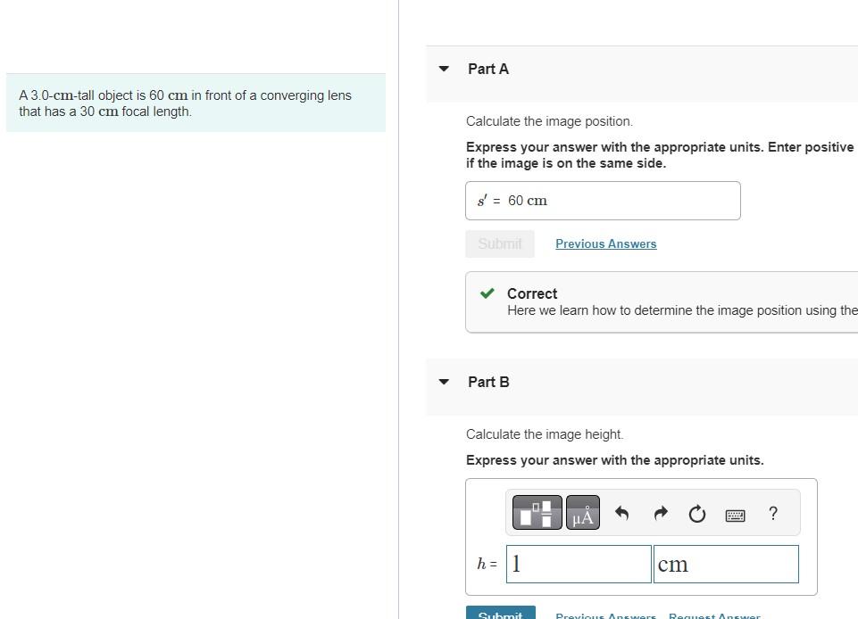 Solved A 3.0-cm-tall object is 60 cm in front of a | Chegg.com