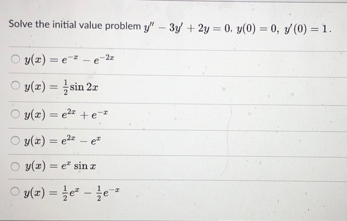 Solved Solve the initial value problem y" - 3y' 2y 0, y(0) | Chegg.com