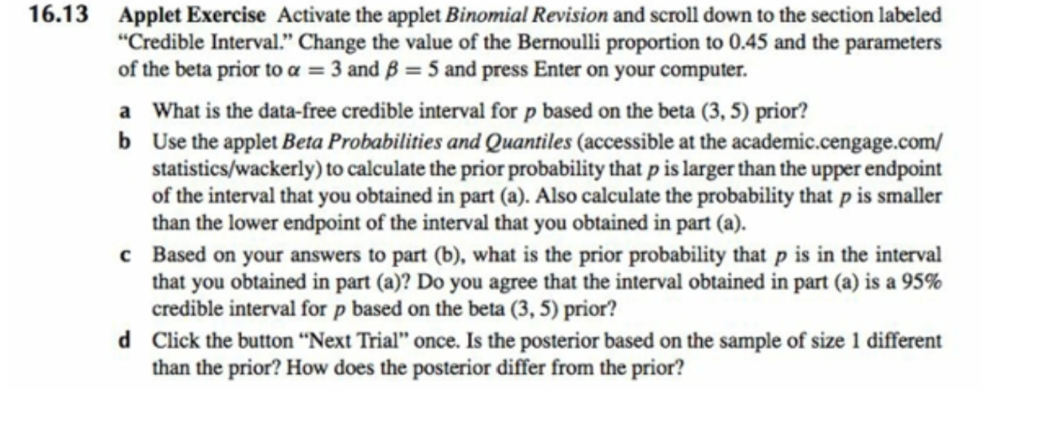16.13 Applet Exercise Activate the applet Binomial | Chegg.com