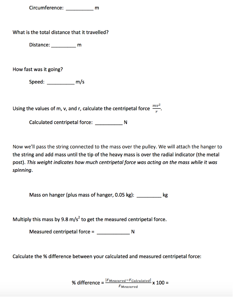 Solved PHY 121: Circular Motion Lab Objective my2 In this | Chegg.com