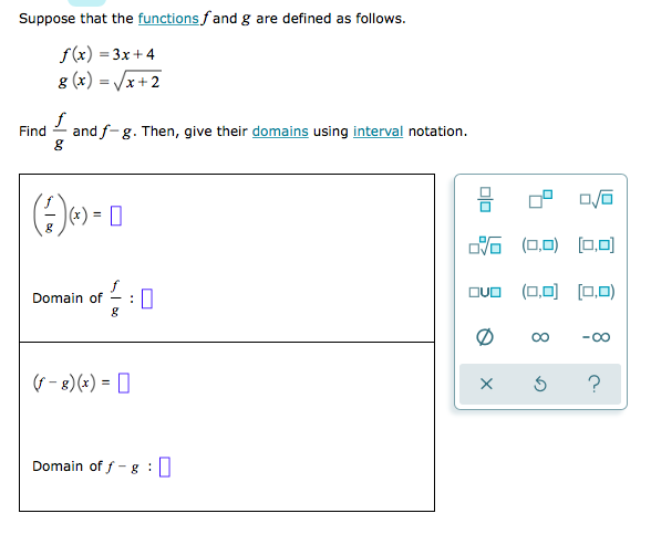 Solved Suppose that the functions f and g are defined as | Chegg.com