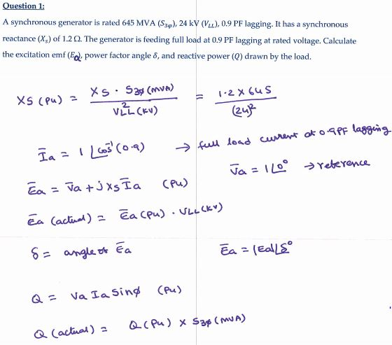 Solved Question 1: A synchronous generator is rated 645 MVA | Chegg.com