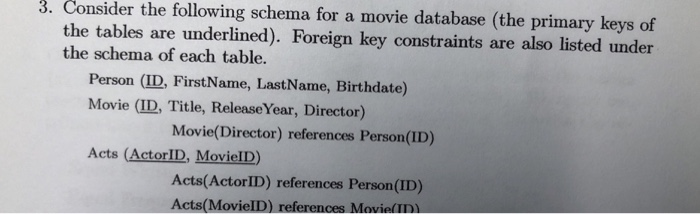 Solved 3. Consider the following schema for a movie database | Chegg.com