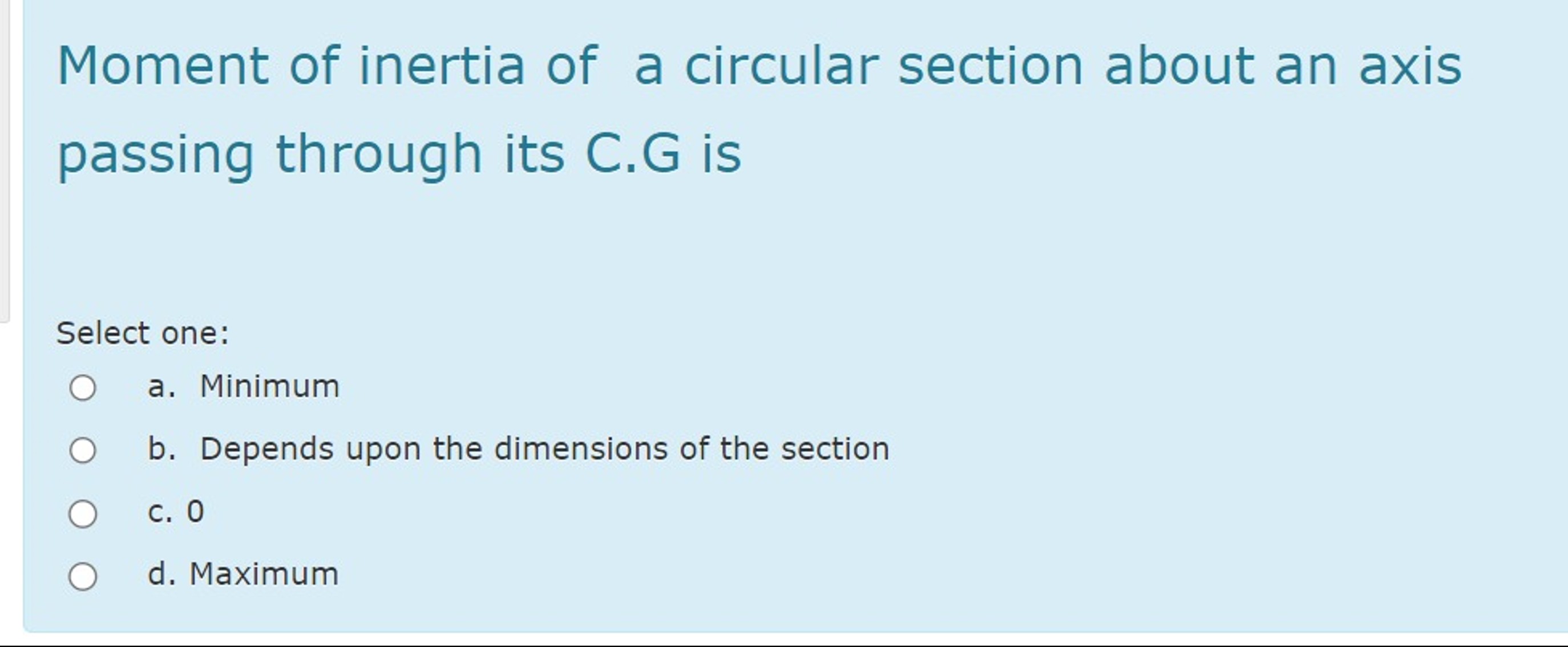 Solved Moment of inertia of a circular section about an | Chegg.com