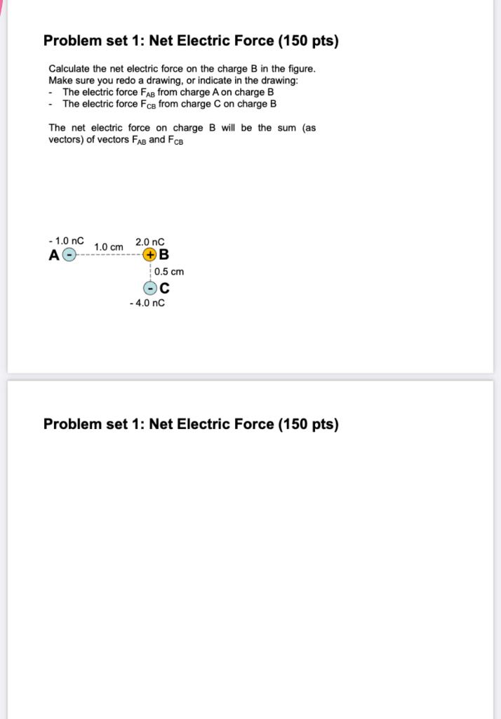 Solved Problem set 1: Net Electric Force (150 pts) Calculate | Chegg.com