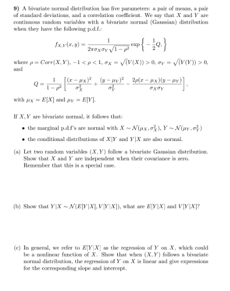 Solved 9) A bivariate normal distribution has five | Chegg.com