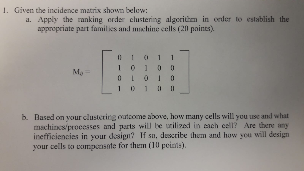 Solved 1. Given the incidence matrix shown below: a. Apply | Chegg.com