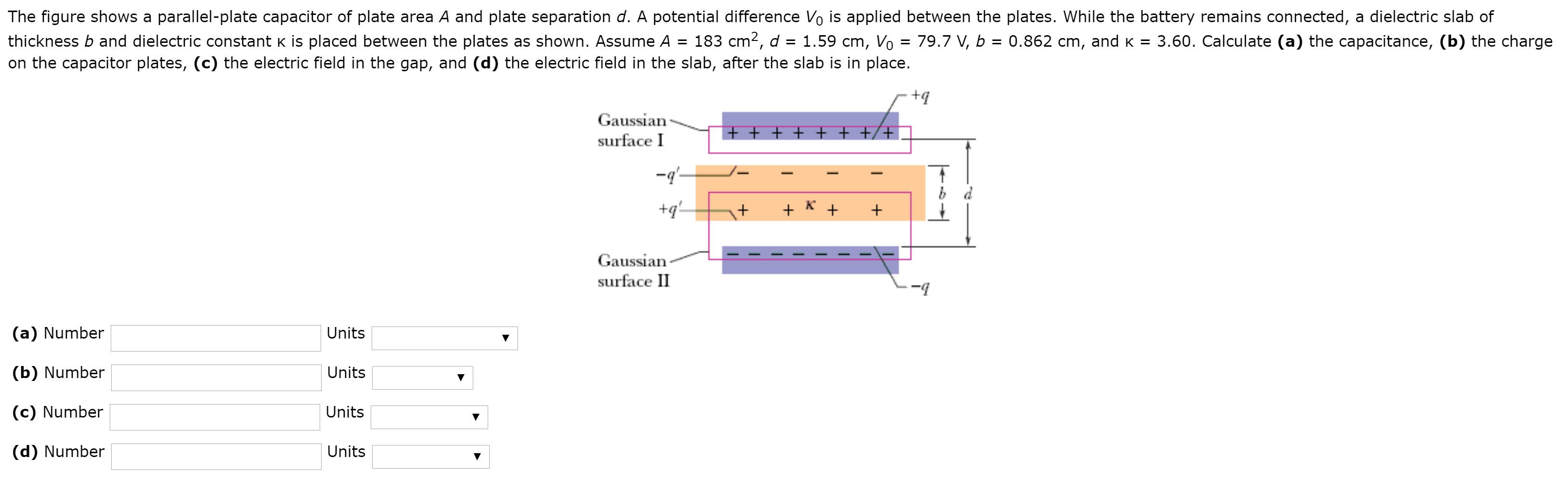 Solved The figure shows a parallel-plate capacitor of plate | Chegg.com