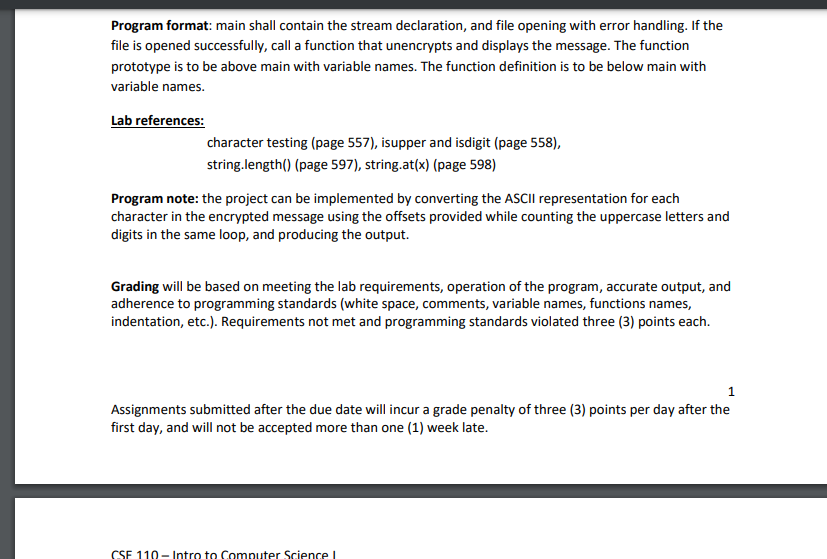 Solved CSE 110 - Intro to Computer Science I Encrypted | Chegg.com