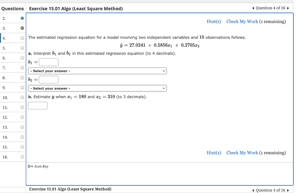 Solved y^=27.0241+0.5856x1+0.2705x2 a. Interpret b1 and b2 | Chegg.com