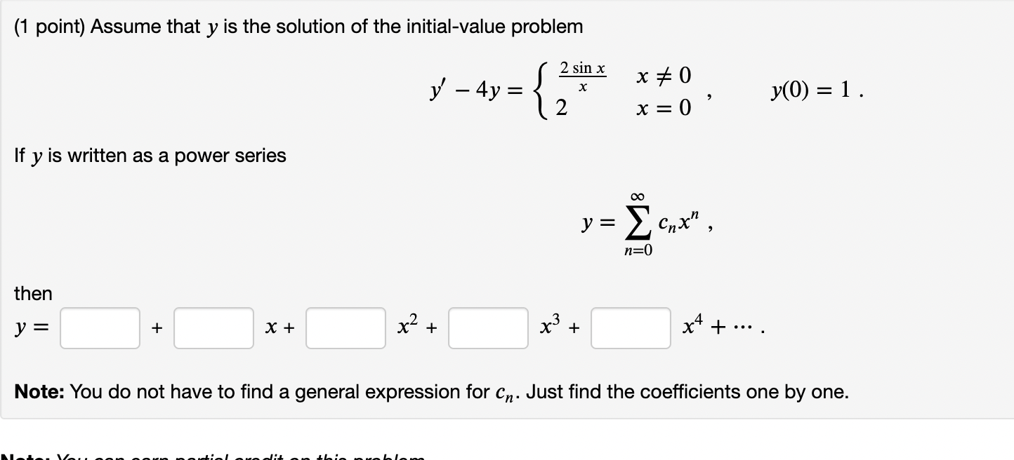 (1 point) Assume that y is the solution of the | Chegg.com