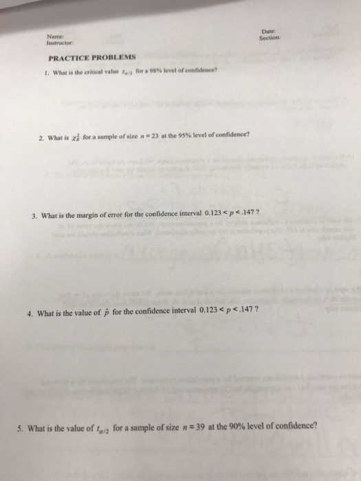 Solved Date: Section Name: Instructor PRACTICE PROBLEMS 1. | Chegg.com