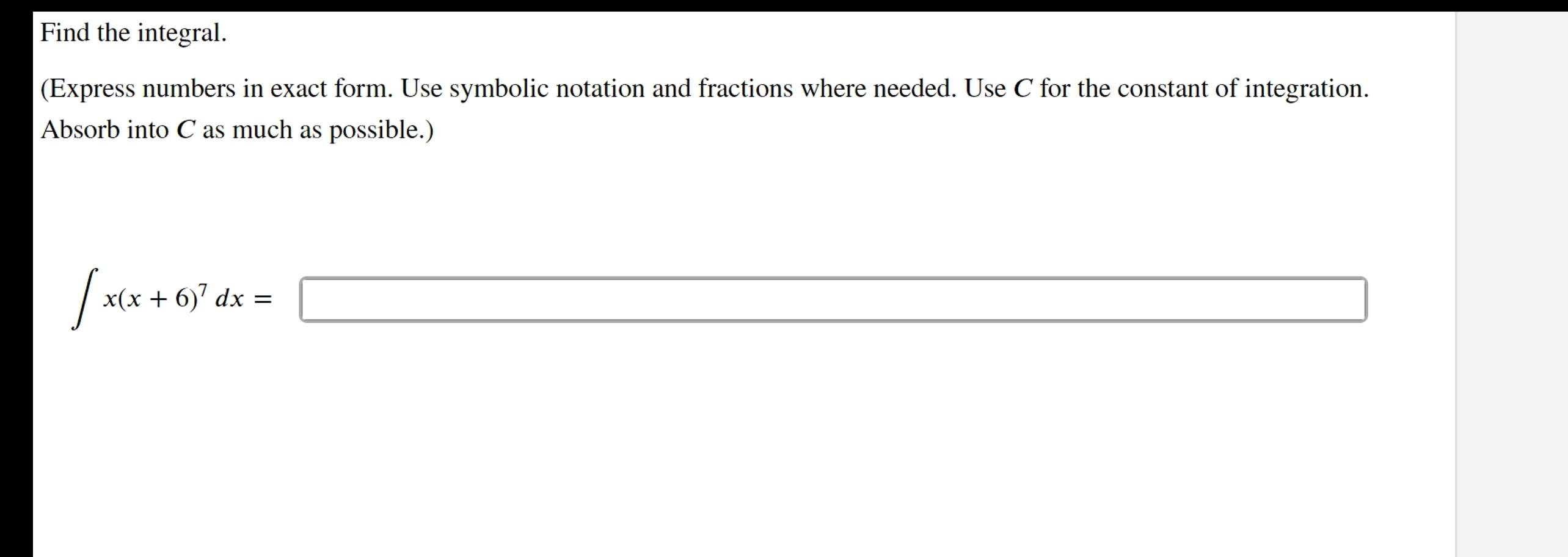 Solved Find the integral.(Express numbers in exact form. Use | Chegg.com