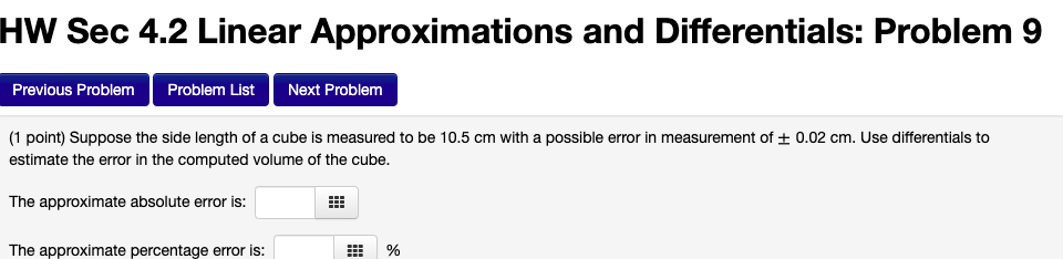 Solved HW Sec 4.2 Linear Approximations and Differentials: | Chegg.com